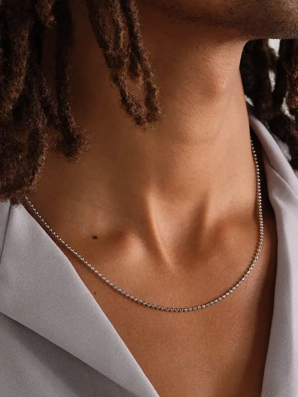 ALEX MOSS NEW YORK 14-karat White Ball Chain Necklace - Silver