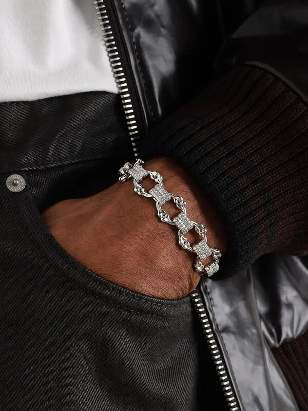 ALEX MOSS NEW YORK Crushed Bones Diamond Chain Bracelet - Silver