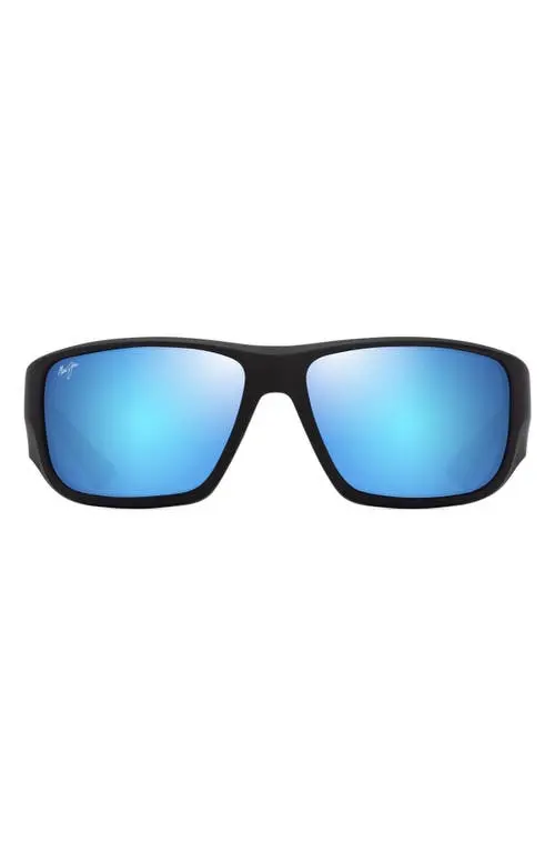Maui Jim Keha 63mm Polarized Oversized Rectangle Sunglasses - Matte Black