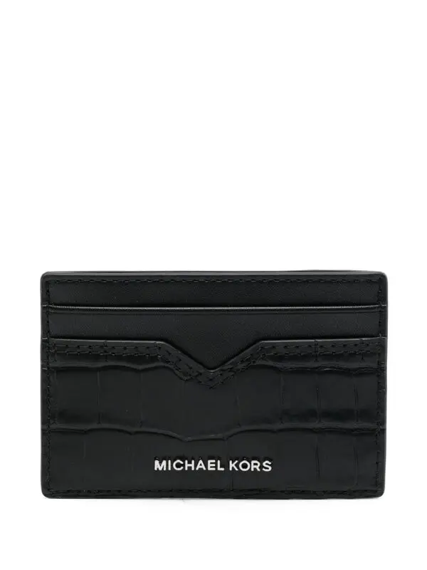 Michael Kors Crocodile-embossed Cardholder - Black