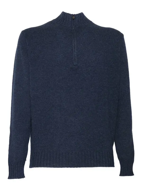 PHI FDL Wool And Cashmere Zipped Sweater - Blue