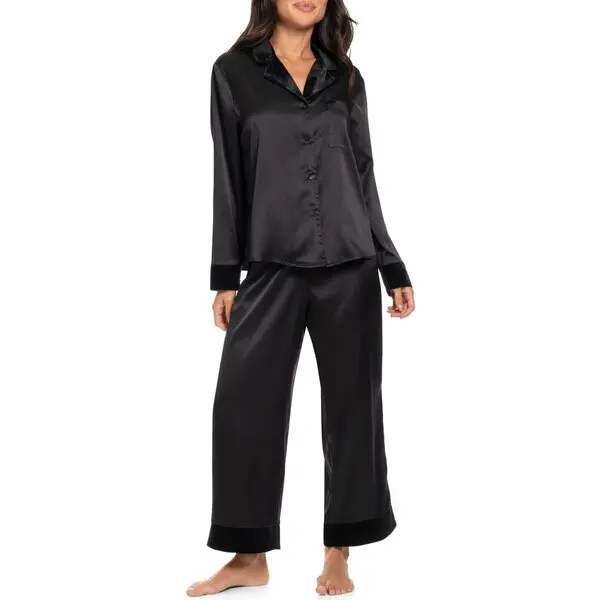 IN BLOOM BY JONQUIL Velvet Trim Satin Pajamas