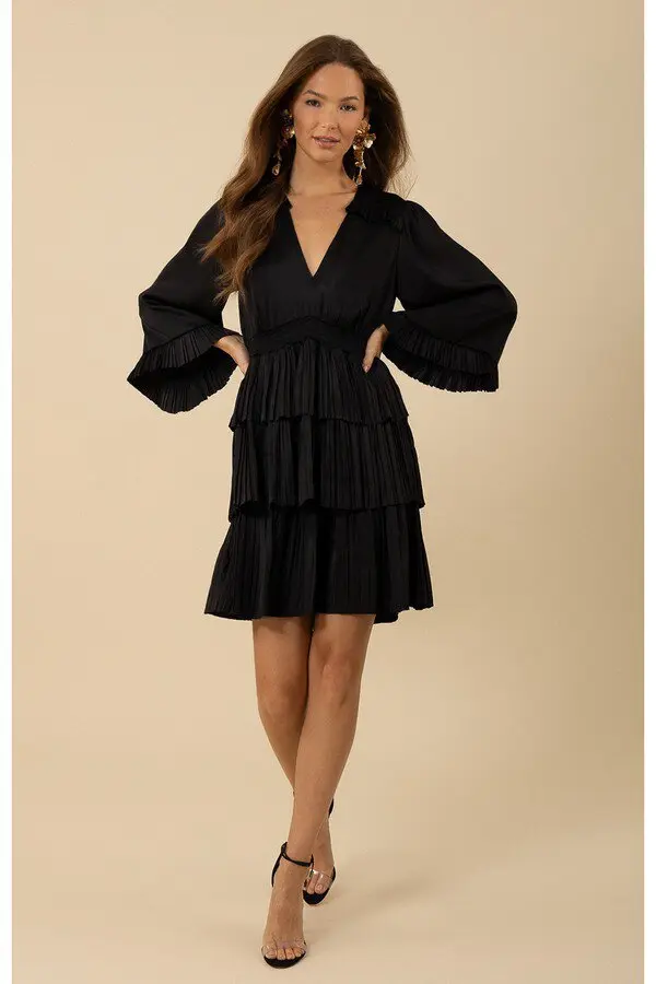 Hale Bob Esmeralda Solid Mini Dress - Black
