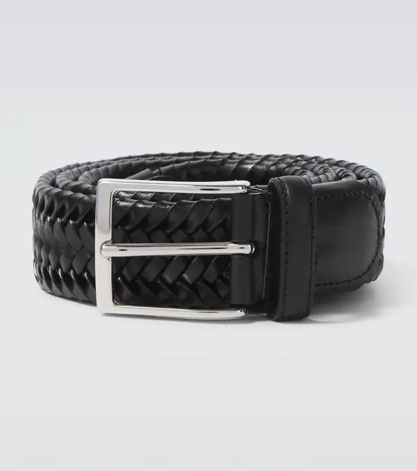 Rubinacci Braided Leather Belt - Black