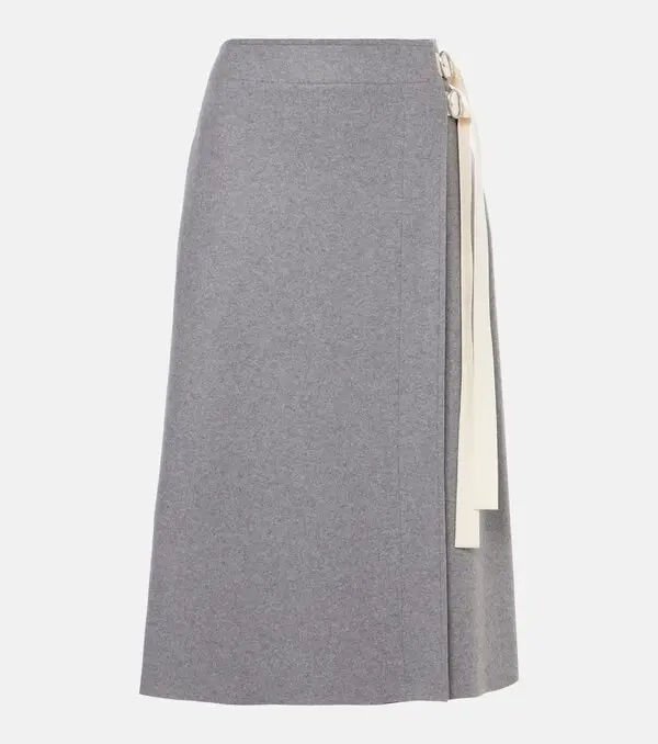 JIL SANDER Wool-blend Wrap Skirt - Grey