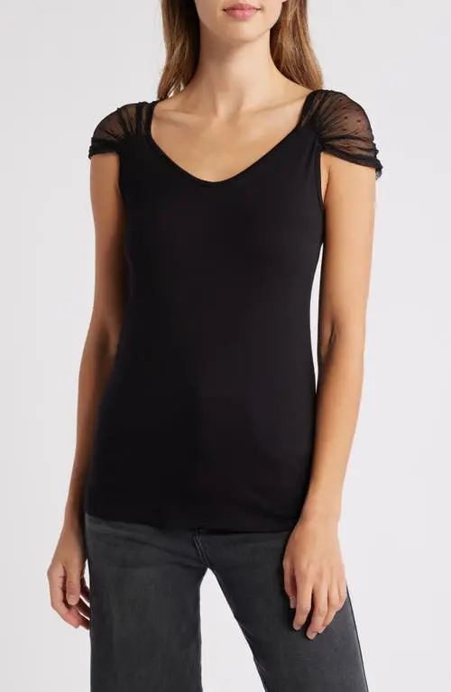 Loveappella Mesh Dot Top