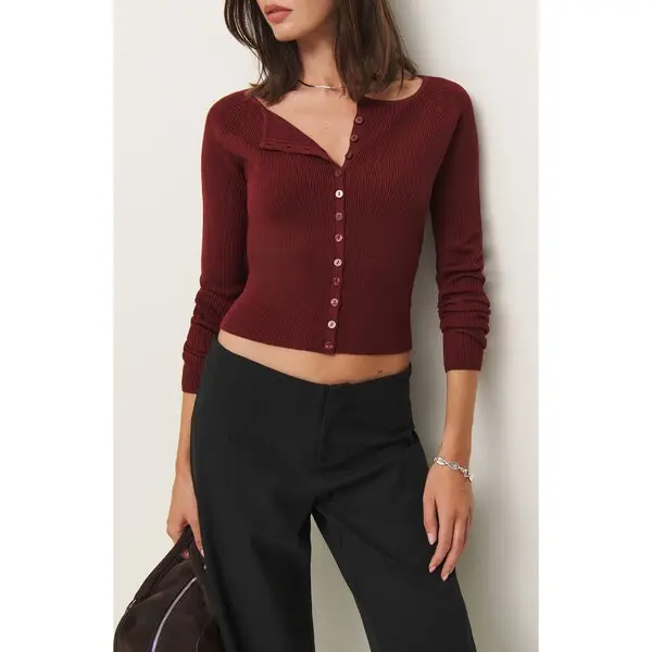REFORMATION Meadow Wool Crop Cardigan - Chianti