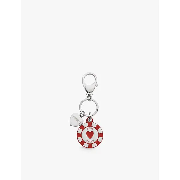 JIMMY CHOO Casino Chip Metal Bag Charm - Red/white/silver