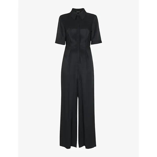 Whistles Edina Collar Satin Jumpsuit - Black