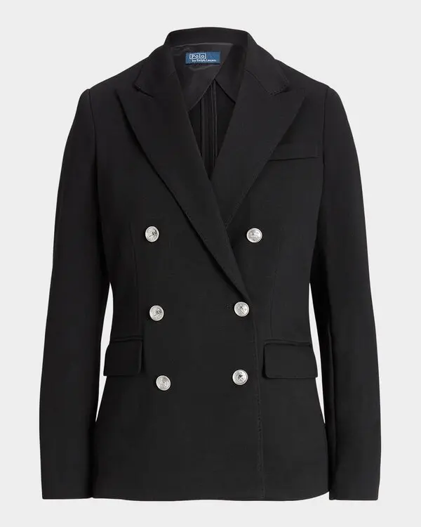 Ralph Lauren Knit Double-breasted Blazer - Polo Black