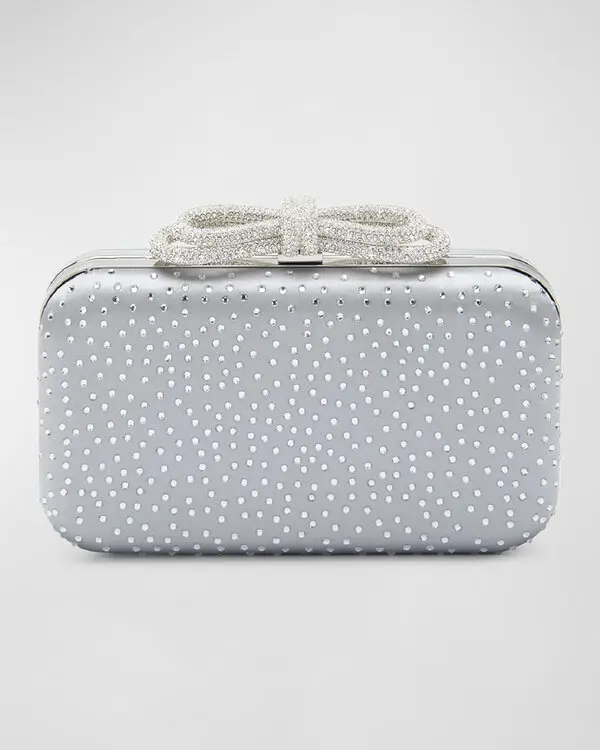 Mach & Mach Double Bow Strass Embellished Clutch
