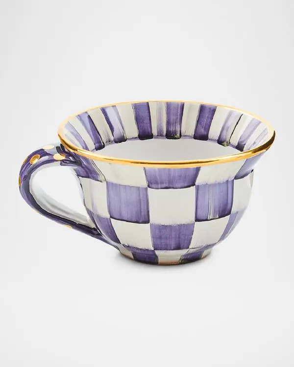MACKENZIE-CHILDS Plum Check Ceramic Teacup
