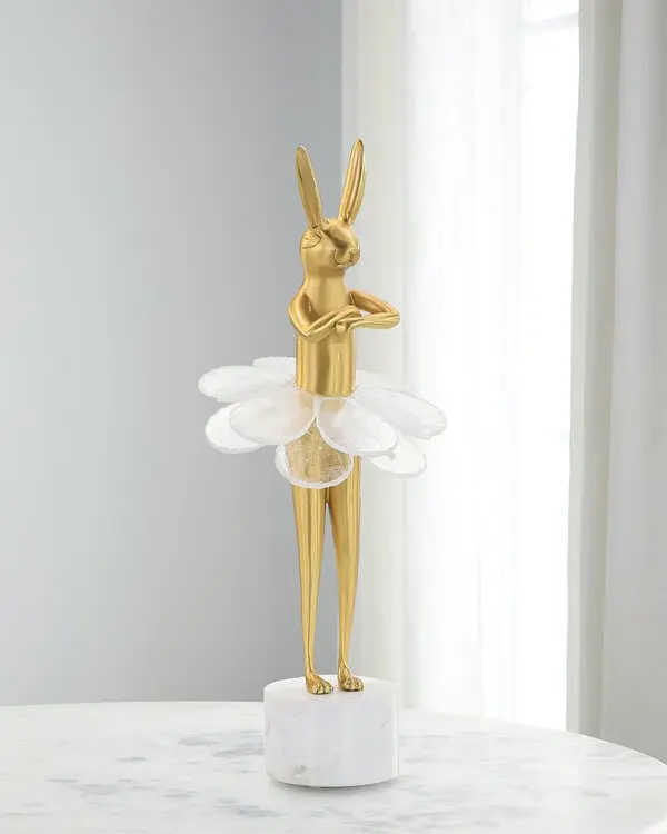 JOHN-RICHARD COLLECTION Ballerina Bunny Sculpture On Marble Base I