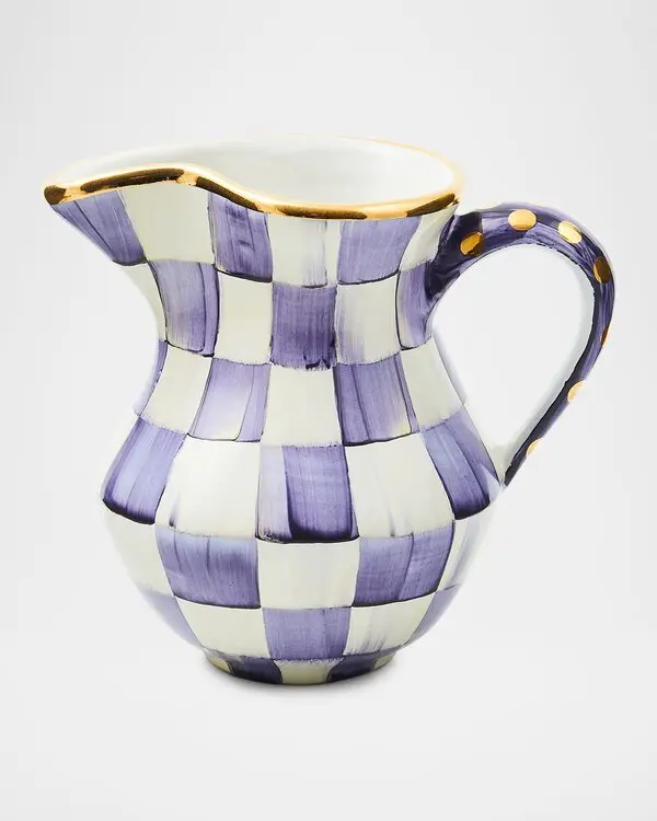 MACKENZIE-CHILDS Plum Check Ceramic Creamer