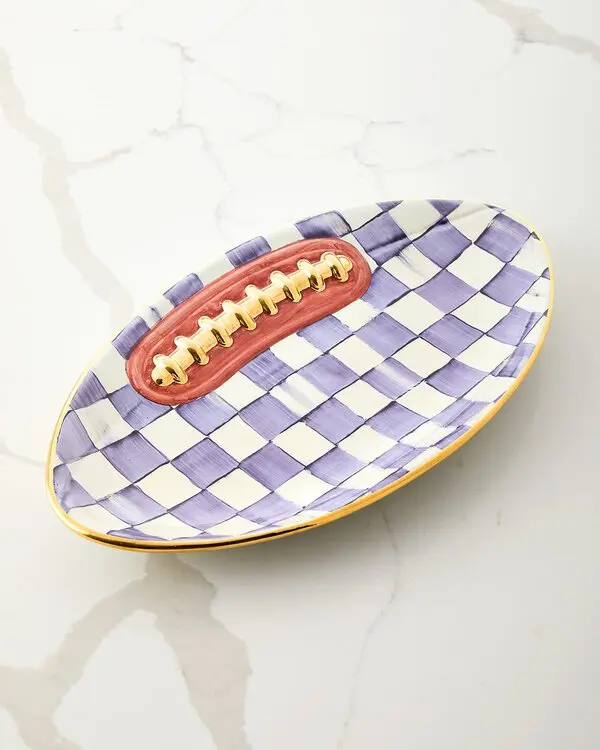 MACKENZIE-CHILDS Plum Check Football Platter