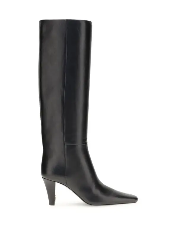 Saint Laurent High Leather Boots - Black