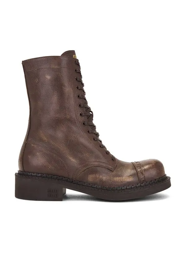 Miu Miu Combat Boots - Cacao