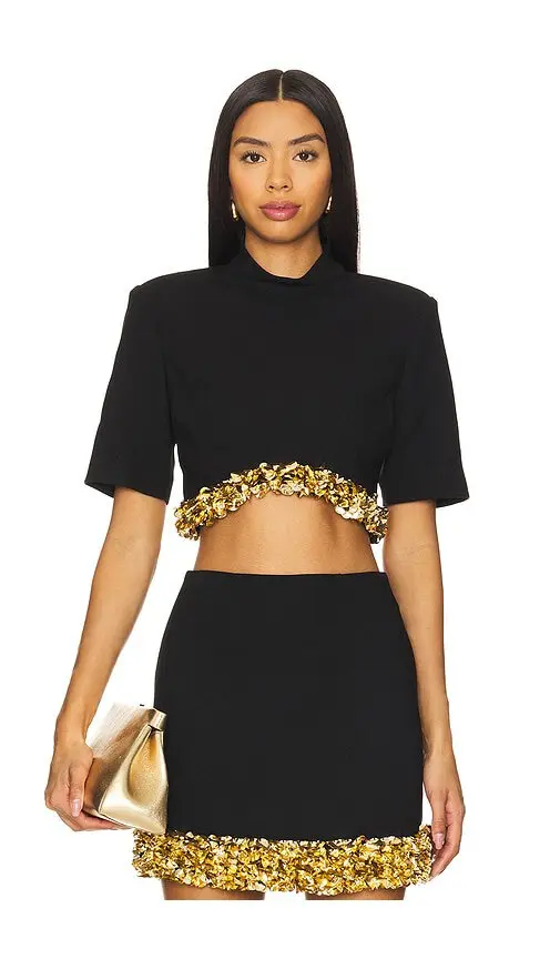 Simkhai Jalen Short Sleeve Cropped Top