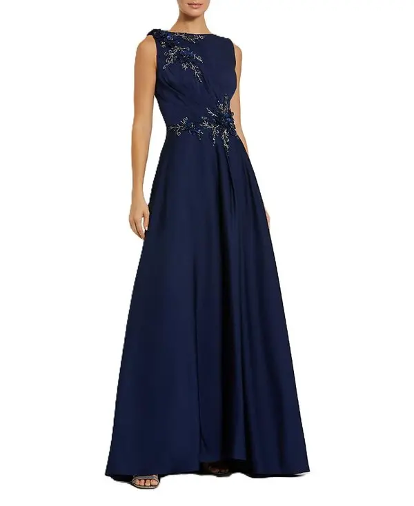 Mac Duggal Appliqued A-line Gown - Midnight