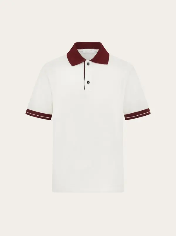 FERRAGAMO Polo Shirt With Color Block Detail - White