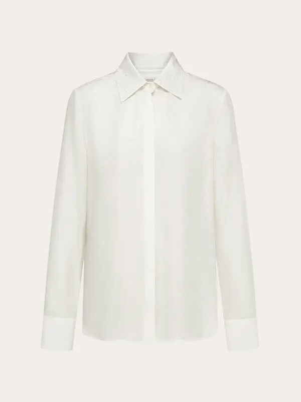 FERRAGAMO Monogram Print Silk Shirt - White