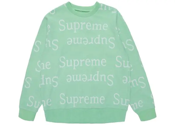 Supreme Jacquard Logo Crewneck Sweatshirt - Light Green