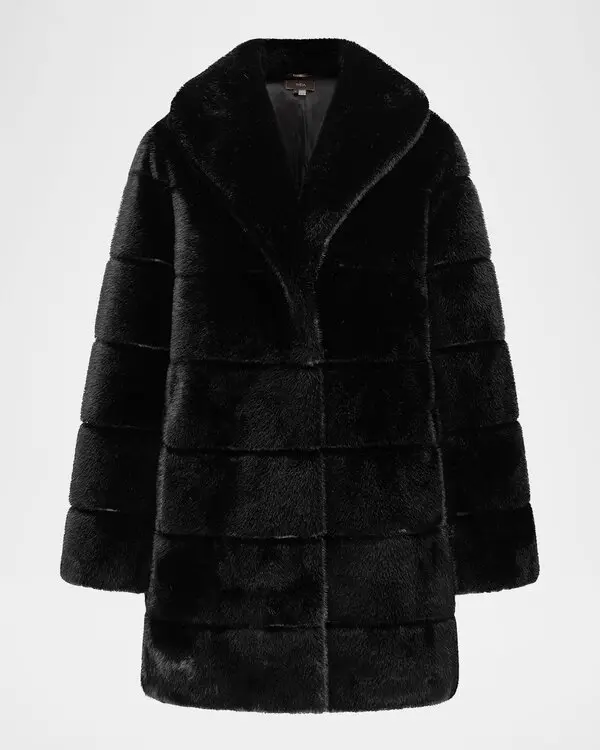 Theia Faux Fur Stroller Coat - Black