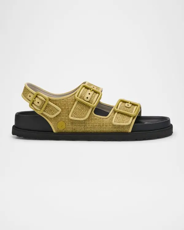 BIRKENSTOCK Milano Raffia Sandals - Golden Olive