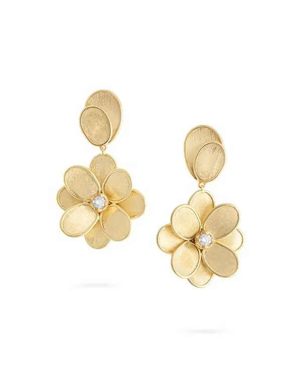 Marco Bicego Petali Diamond And 18k Drop Earrings - Yellow Gold