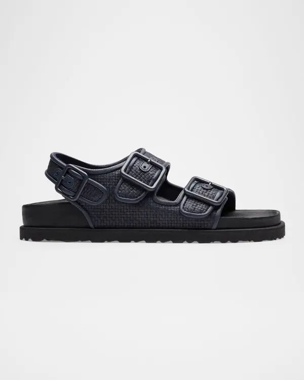 BIRKENSTOCK Milano Raffia Sandals - Dark Navy