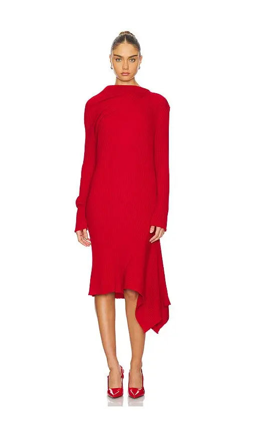 MARQUES' ALMEIDA Merino Wool Knitted Draped Midi Dress