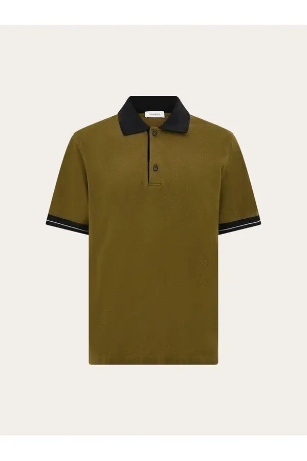FERRAGAMO Polo Shirt With Color Block Detail - Stripe