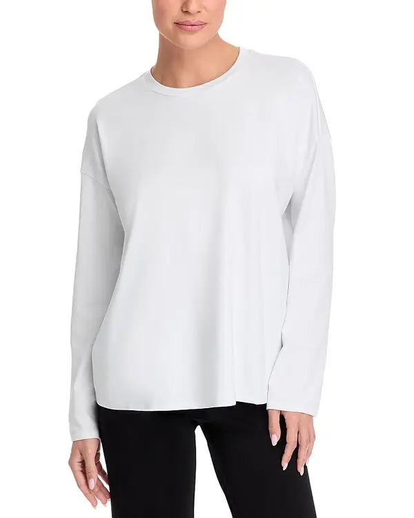 Eileen Fisher High Crewneck Boxy Top - White
