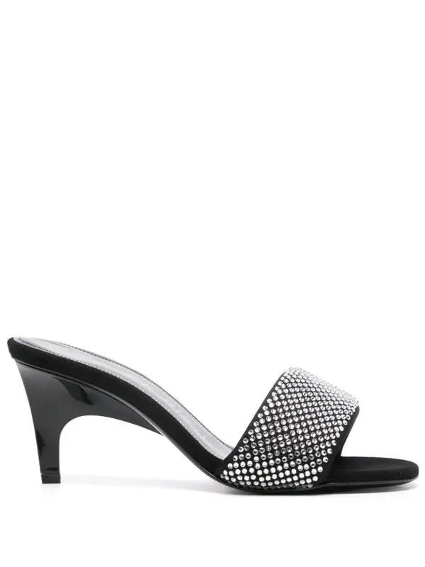 Attico Strass Embellished Mules - Silver