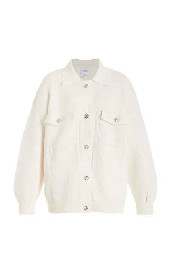 BARRIE Oversized Cashmere Jacket - White
