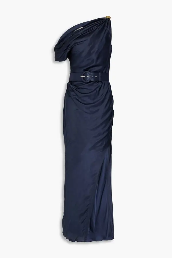 NICHOLAS One-shoulder Satin Maxi Dress - Navy