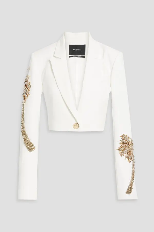 Retrofete Palazza Cropped Embellished Ponte Blazer