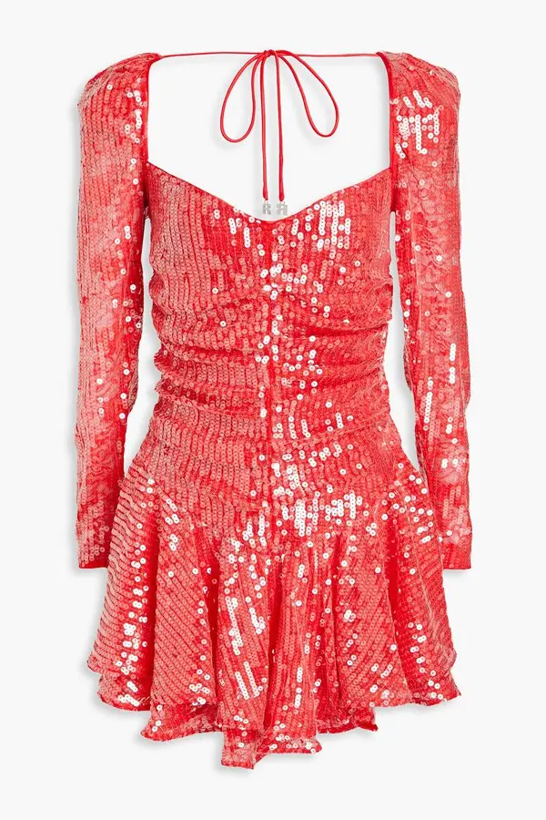 Remain Birger Christensen Ruffled Sequined Lace Mini Dress