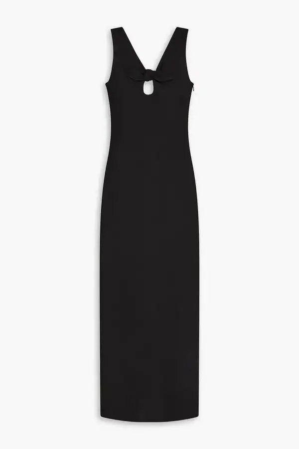 Saloni Cutout Bow-Detailed Crepe Midi Dress In Black - 85% Off |  Editorialist