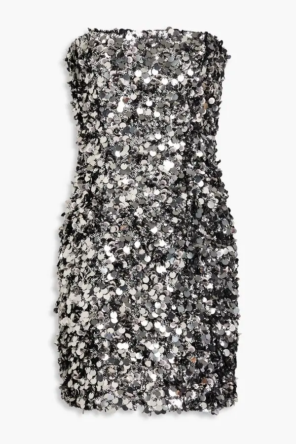 Remain Birger Christensen Strapless Sequined Tulle Mini Dress