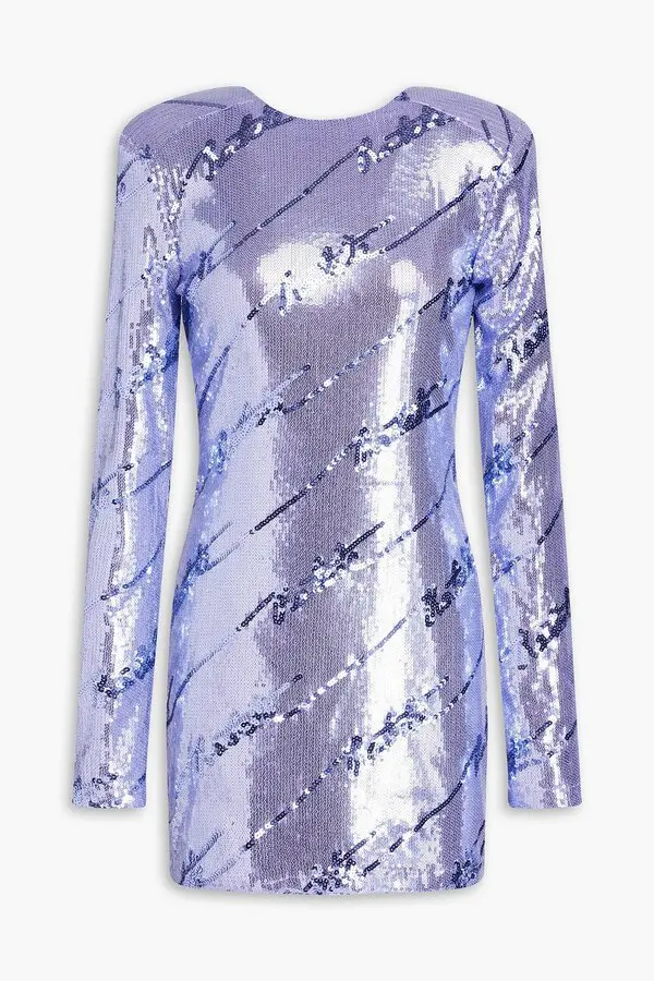 Remain Birger Christensen Sequined Stretch-mesh Mini Dress - Lavender