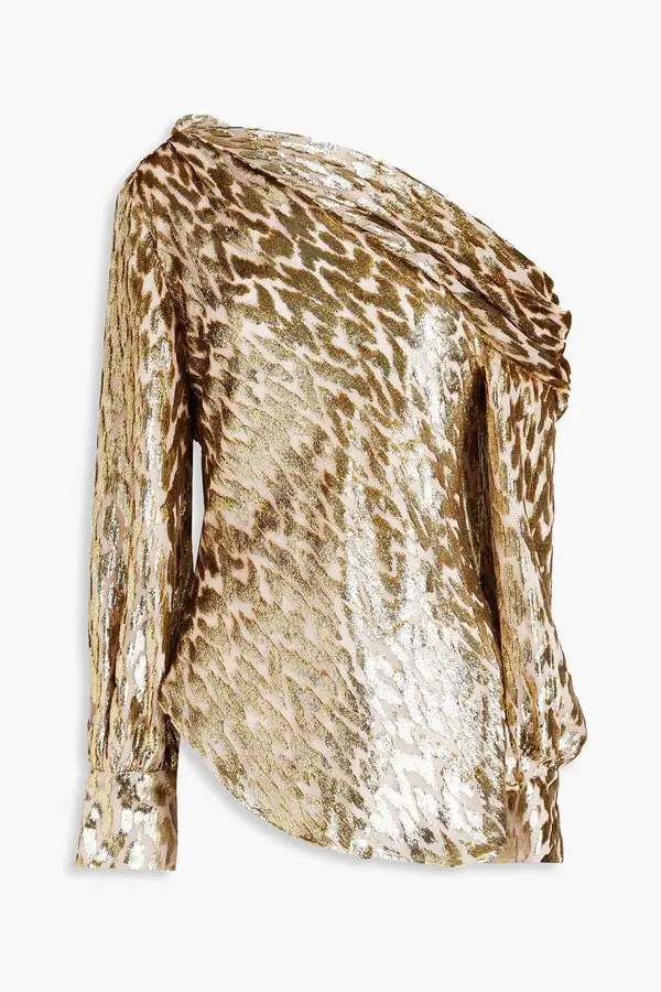 Simkhai Alice One-shoulder Metallic Top - Gold