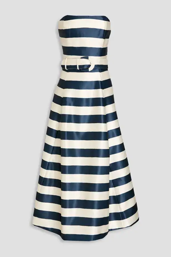 blue and white striped strapless dress Large / Navy main image 0