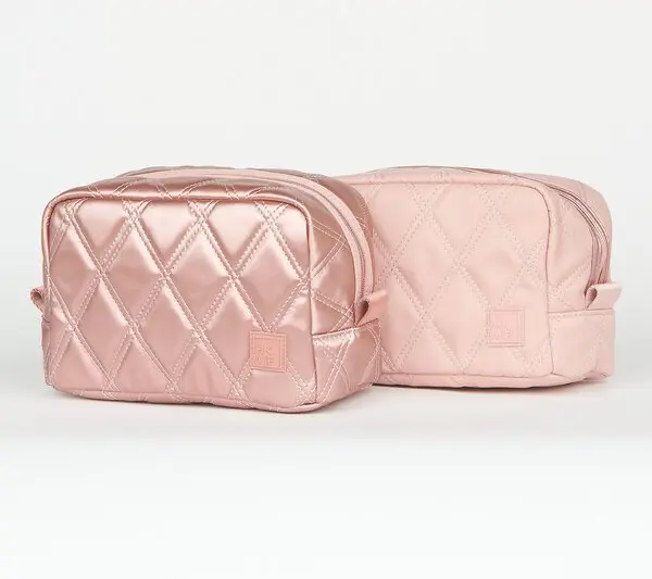 IHKWIP Set Of Two Quilted Cosmetic Cases