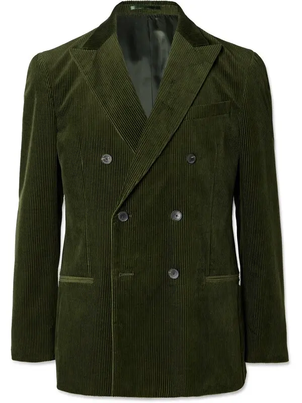 Mr P. Slim-fit Double-breasted Cotton And Cashmere-blend Corduroy Tuxedo Jacket
