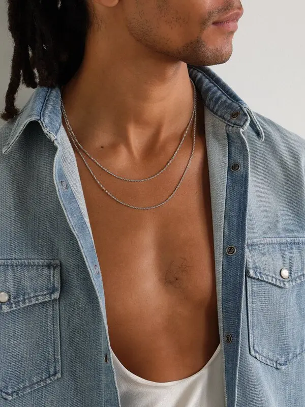 ALEX MOSS NEW YORK 22-inch 14-karat White Gold Rope Chain Necklace - Silver