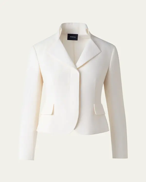 Akris Amber Wool Crepe Double-face Jacket - Ecru