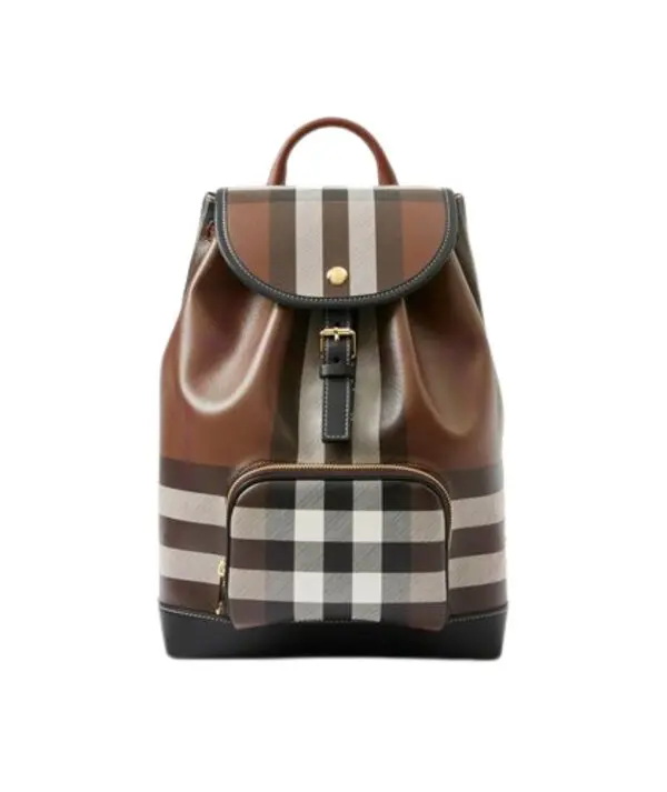 Burberry Check Backpack - Dark Birch Brown
