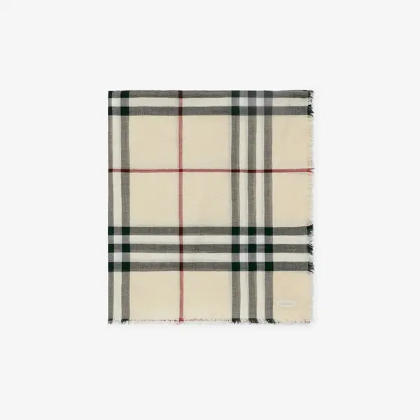 Burberry Check Wool Scarf - Beige