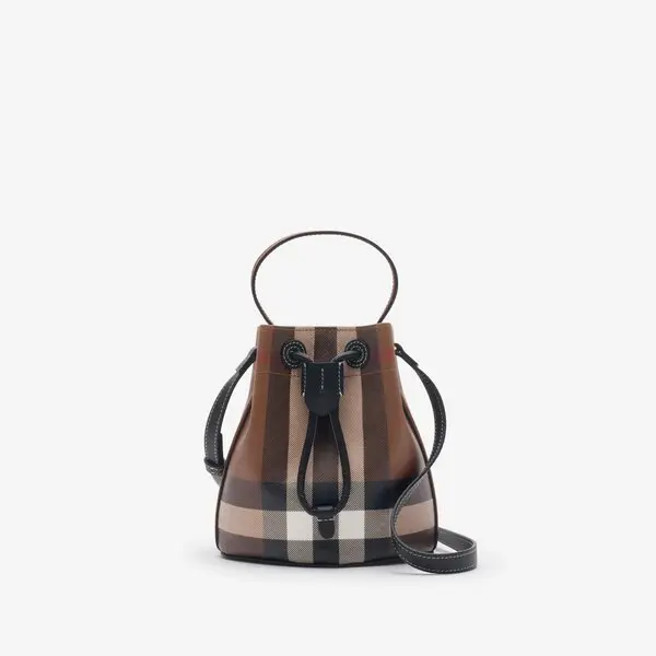 Burberry Check Bucket Bag - Dark Birch Brown